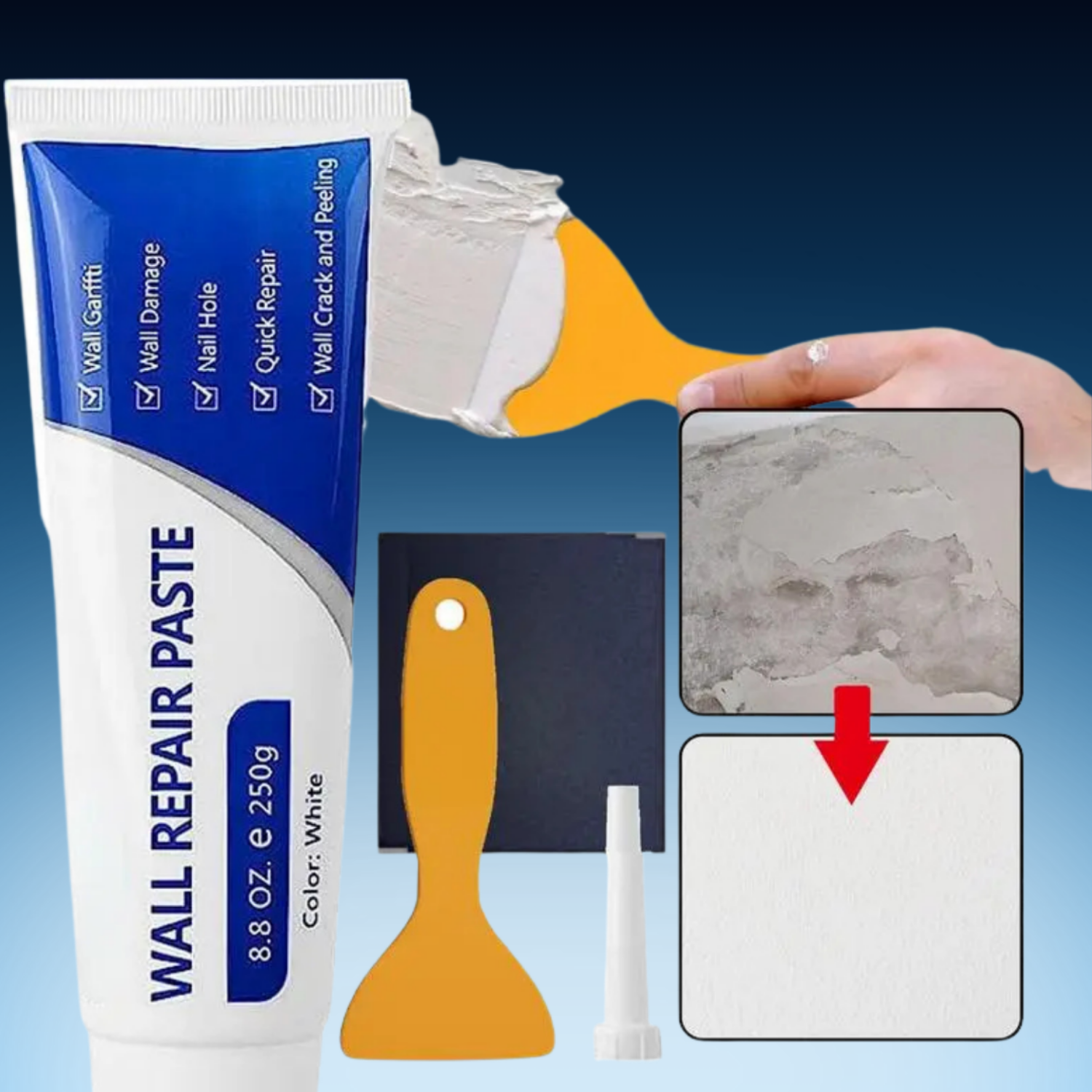 Multi-Purpose Wall Repair Paste with Scraper and Sanding Pad – Vizoya ...