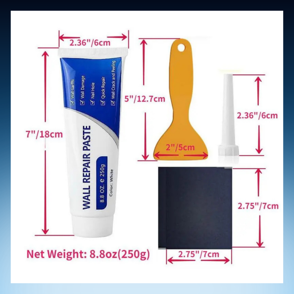 Multi-Purpose Wall Repair Paste with Scraper and Sanding Pad – Vizoya ...