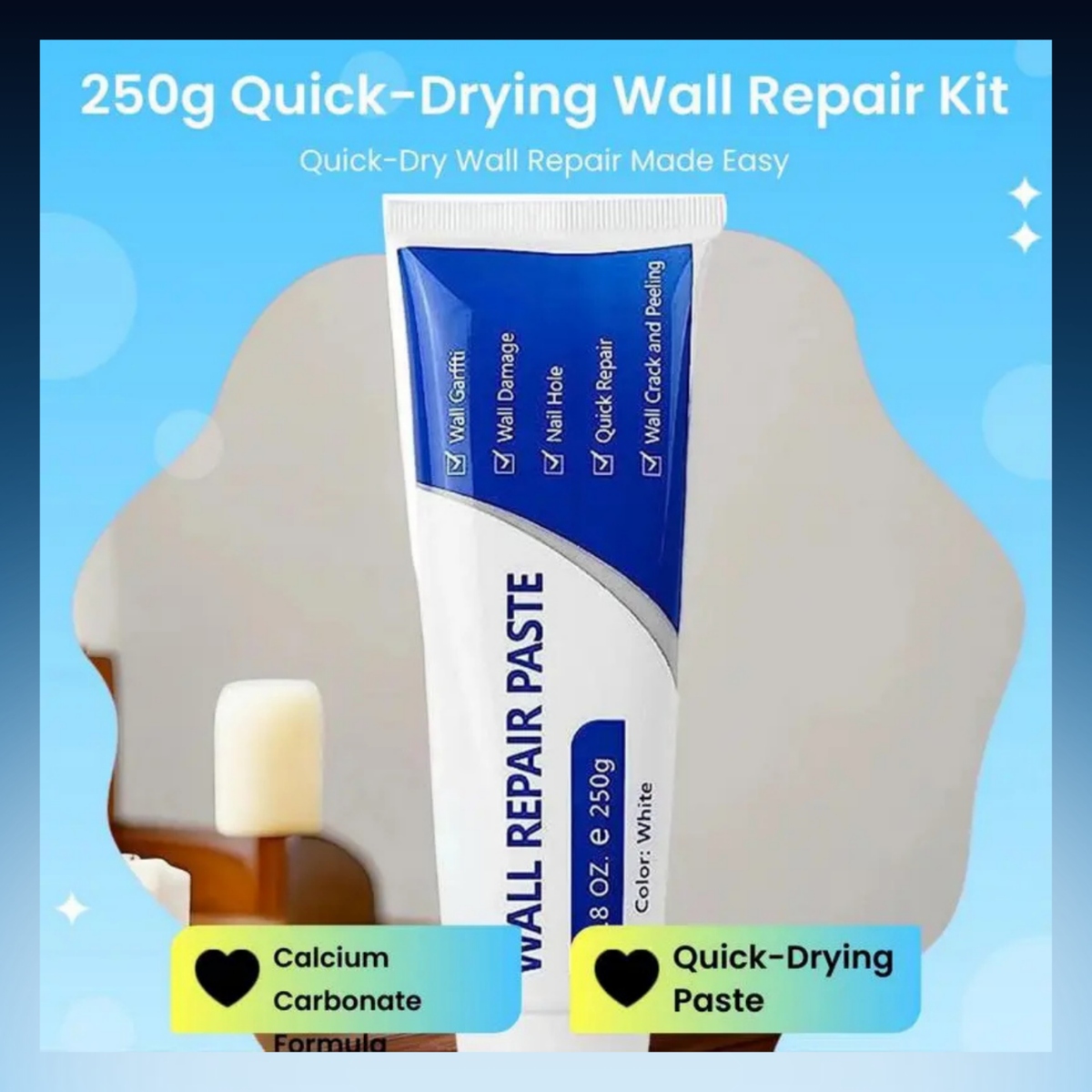 Multi-Purpose Wall Repair Paste with Scraper and Sanding Pad – Vizoya ...